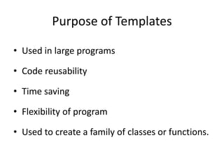 Templates in c++ | PPTX