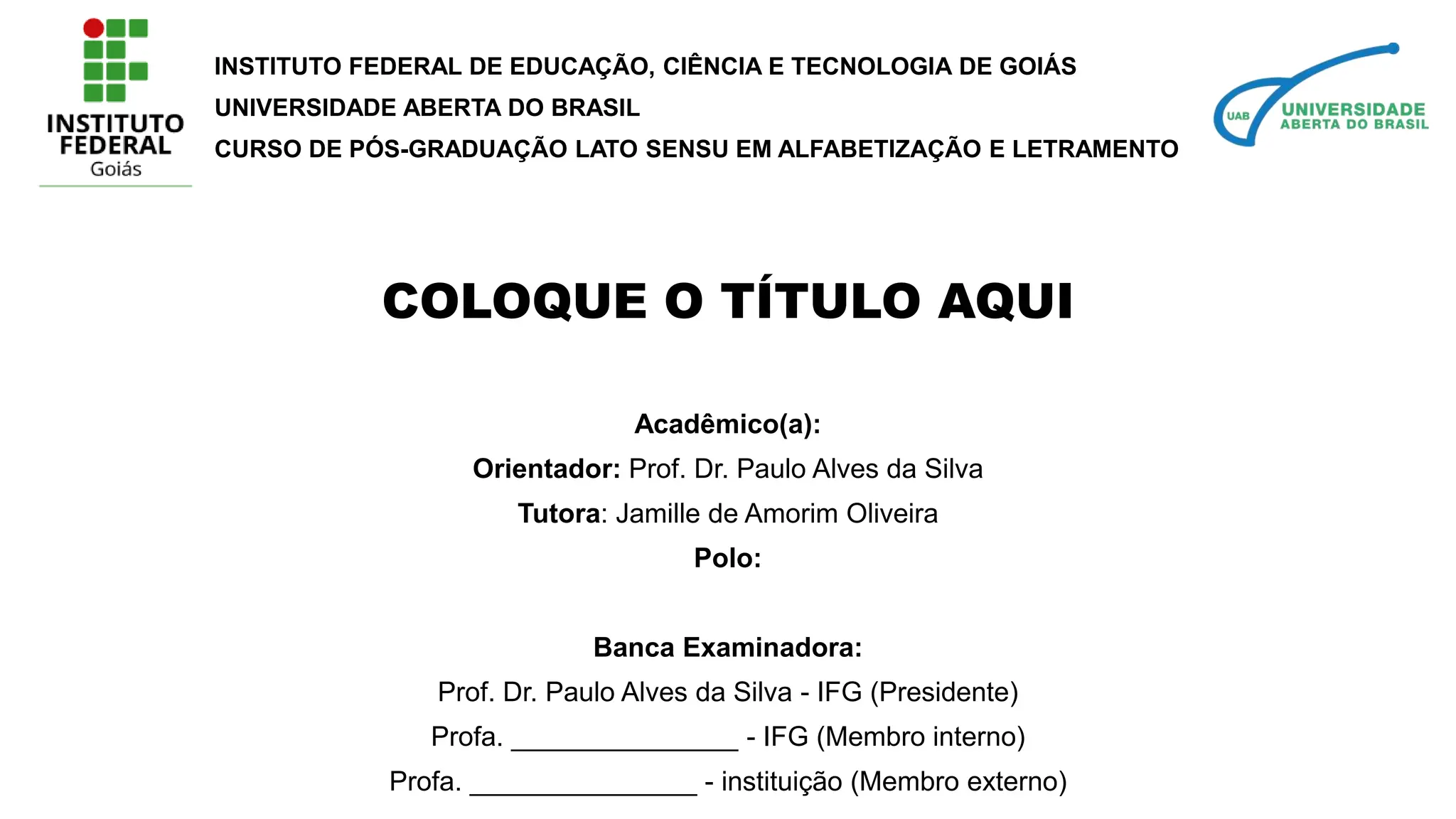 Modelo de slides de apresentação de TCC de Especialização | PPTX