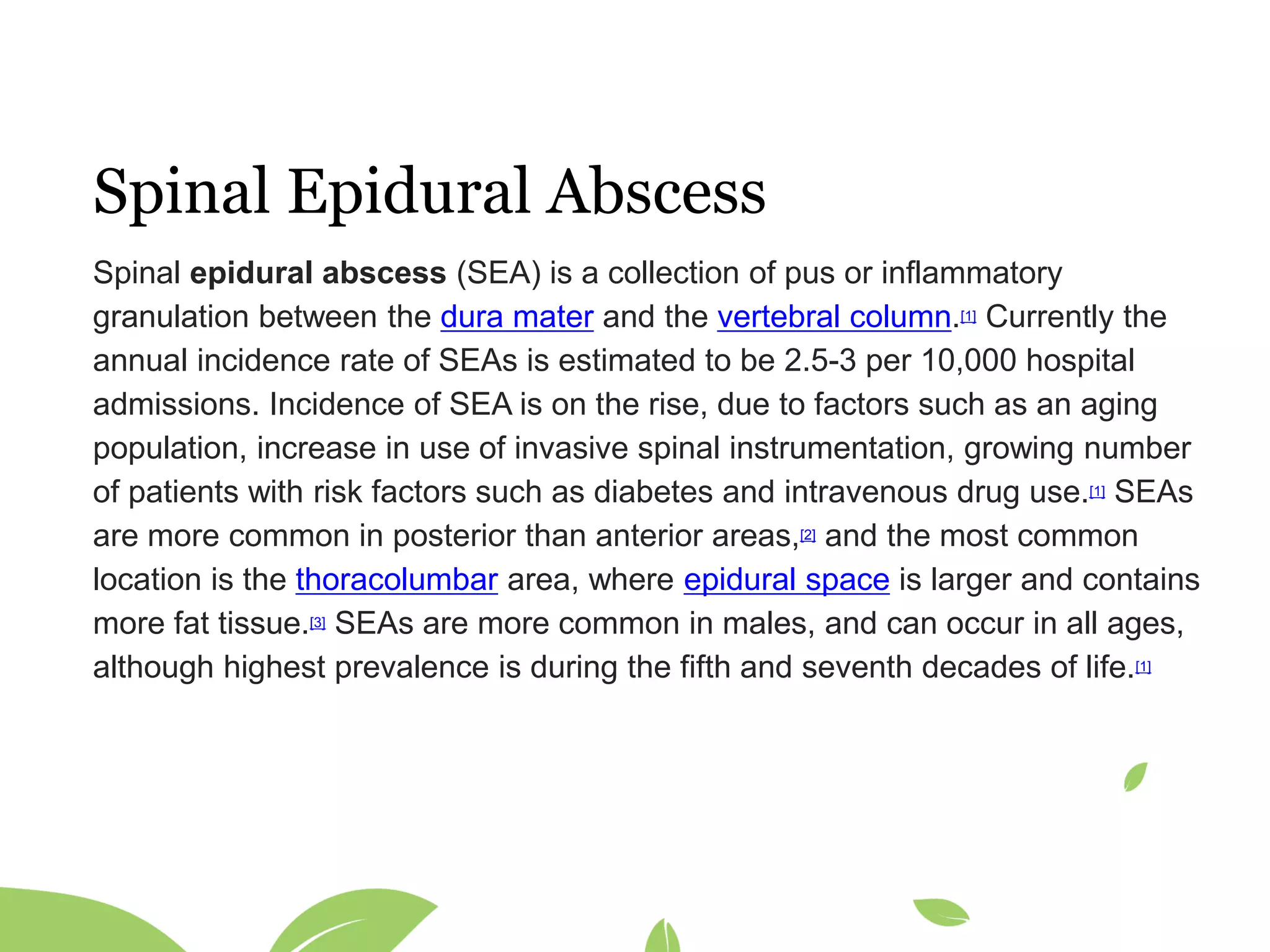 Epidural abcess a case presentation | PPT