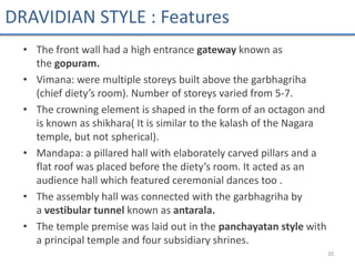 Temple architecture: Nagara and Dravidian | PPTX