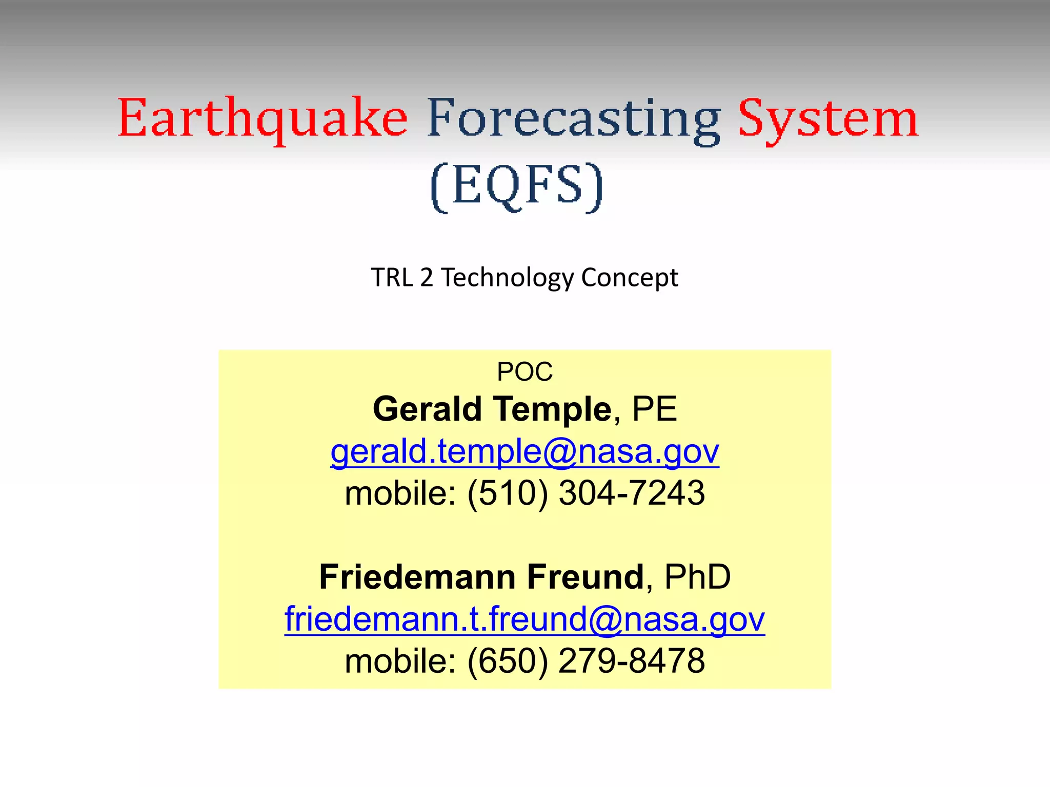 Earthquake Forecasting System | PPTX