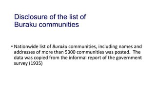 Changing Forms of Buraku Discrimination in Contemporary Japan | PPT