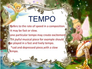 Slide show presentation of the lesson TEMPO | PPTX
