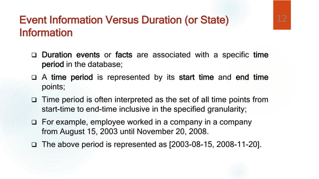 Temporal databases | PPTX | Databases | Computer Software and Applications