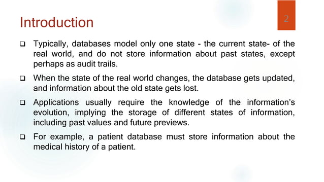Temporal databases | PPTX | Databases | Computer Software and Applications