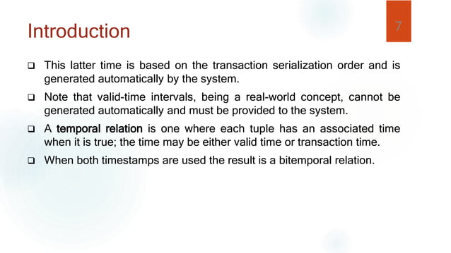 Temporal databases | PPTX | Databases | Computer Software and Applications