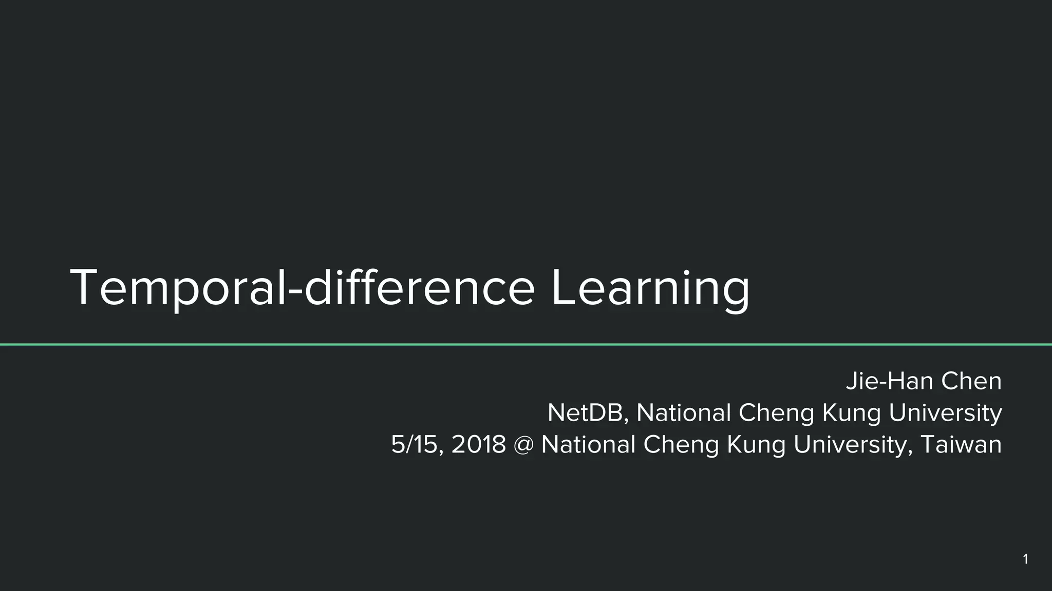 Temporal Difference Learning Ppt