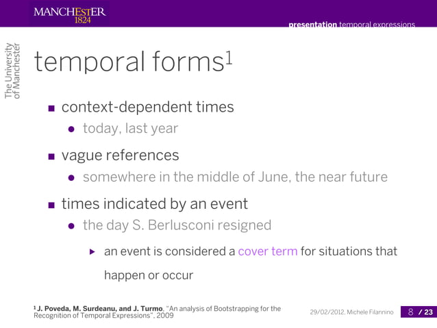 Temporal Expressions Identification In Biomedical Texts Ppt