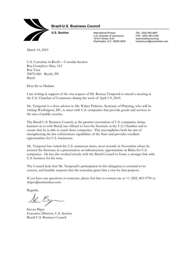 American Chamber of Commerce letter | PDF