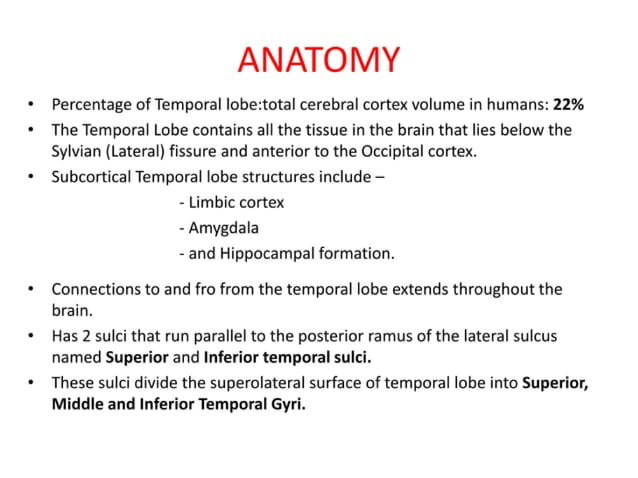 Temporal lobe anatomy and physiology,syndromes | PPT