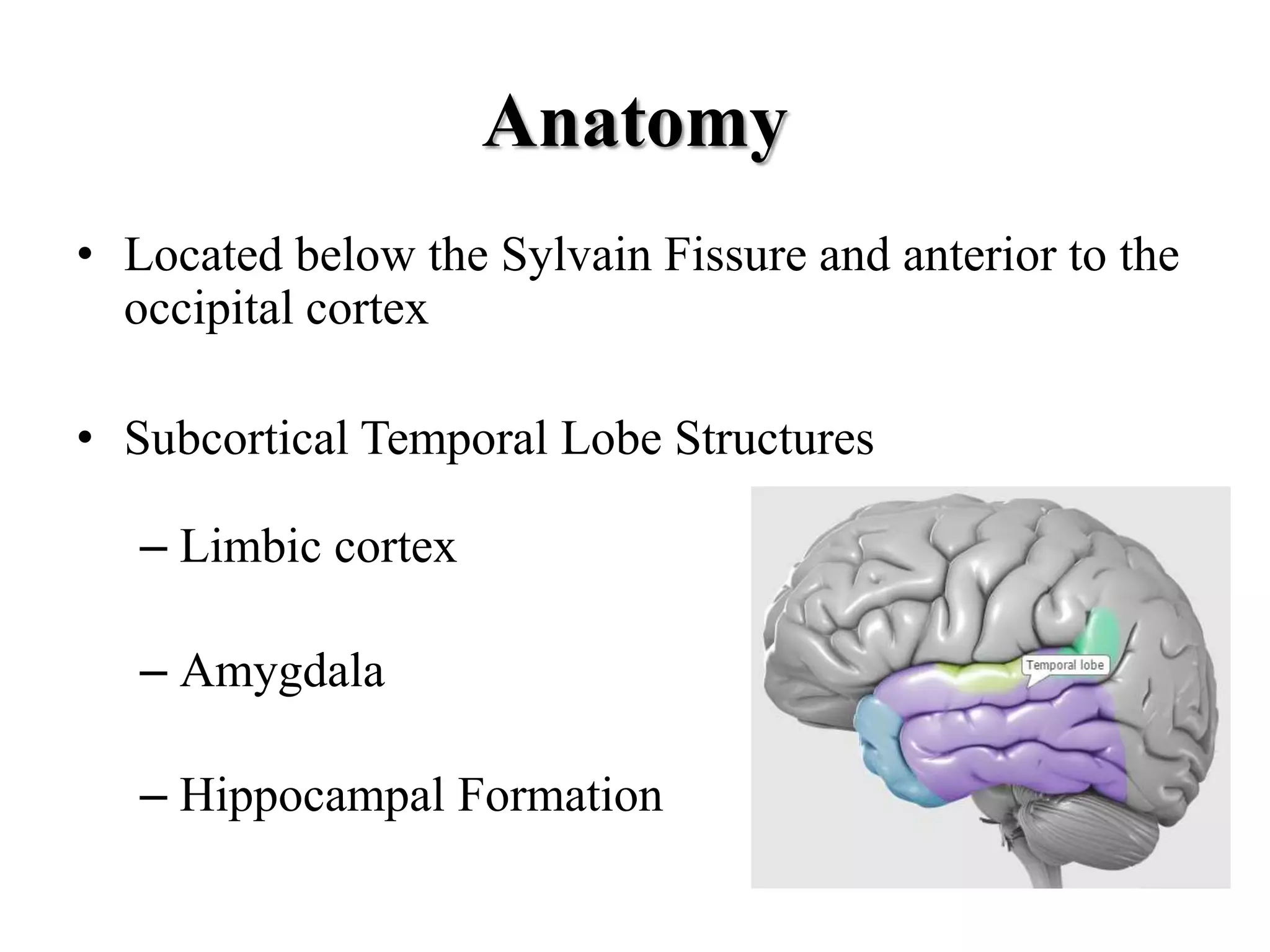 Temporal lobe and its role in psychiatry | PPTX