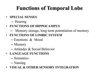 Temporal lobe and its role in psychiatry | PPTX