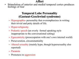 Temporal lobe and its role in psychiatry | PPTX