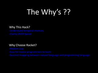 Temporal memory in racket | PPT