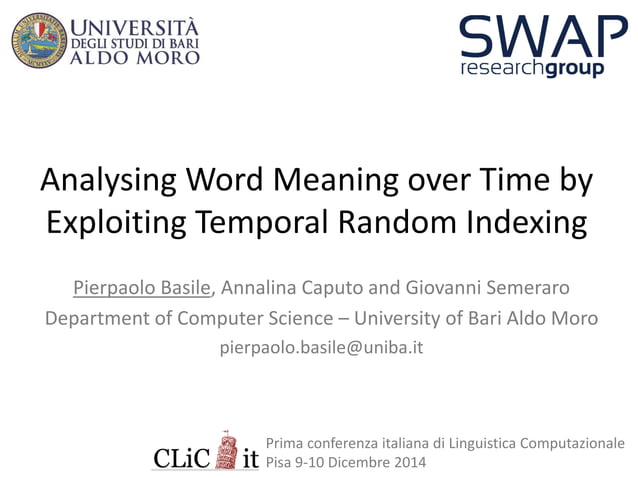 Analysing Word Meaning over Time by Exploiting Temporal Random Indexing | PDF | Science