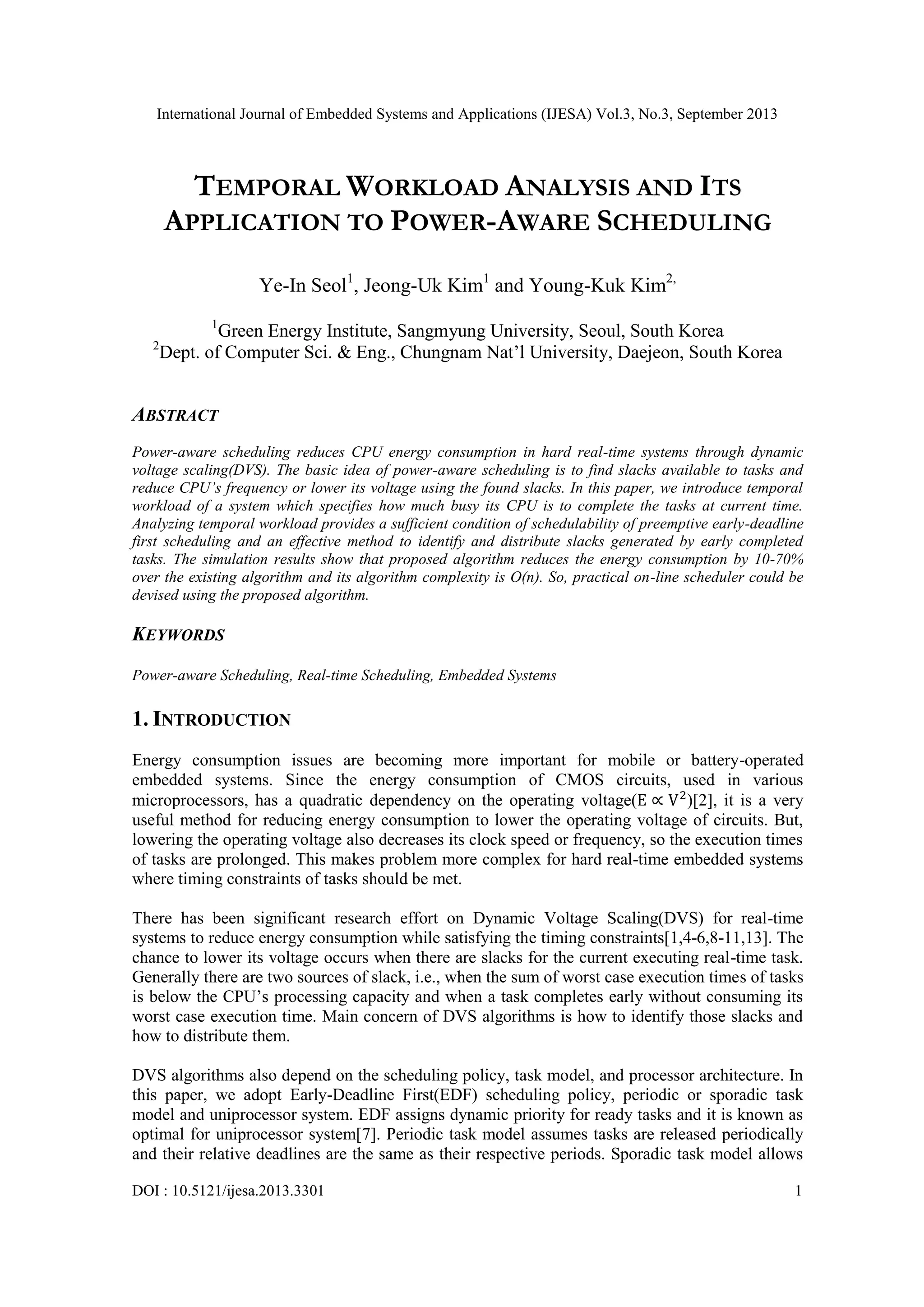 Temporal Workload Analysis And Its Application To Power Aware
