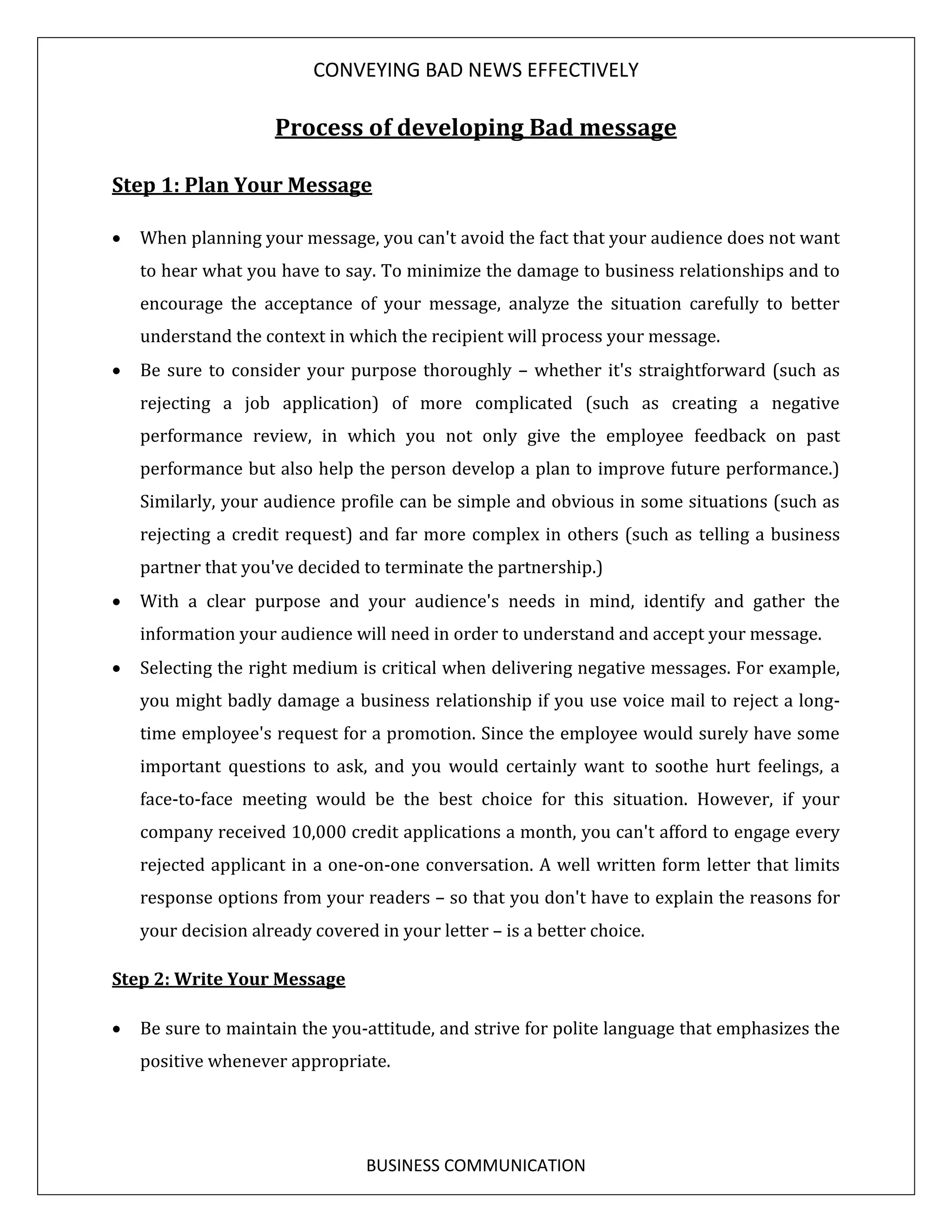 how to convey bad news | DOCX