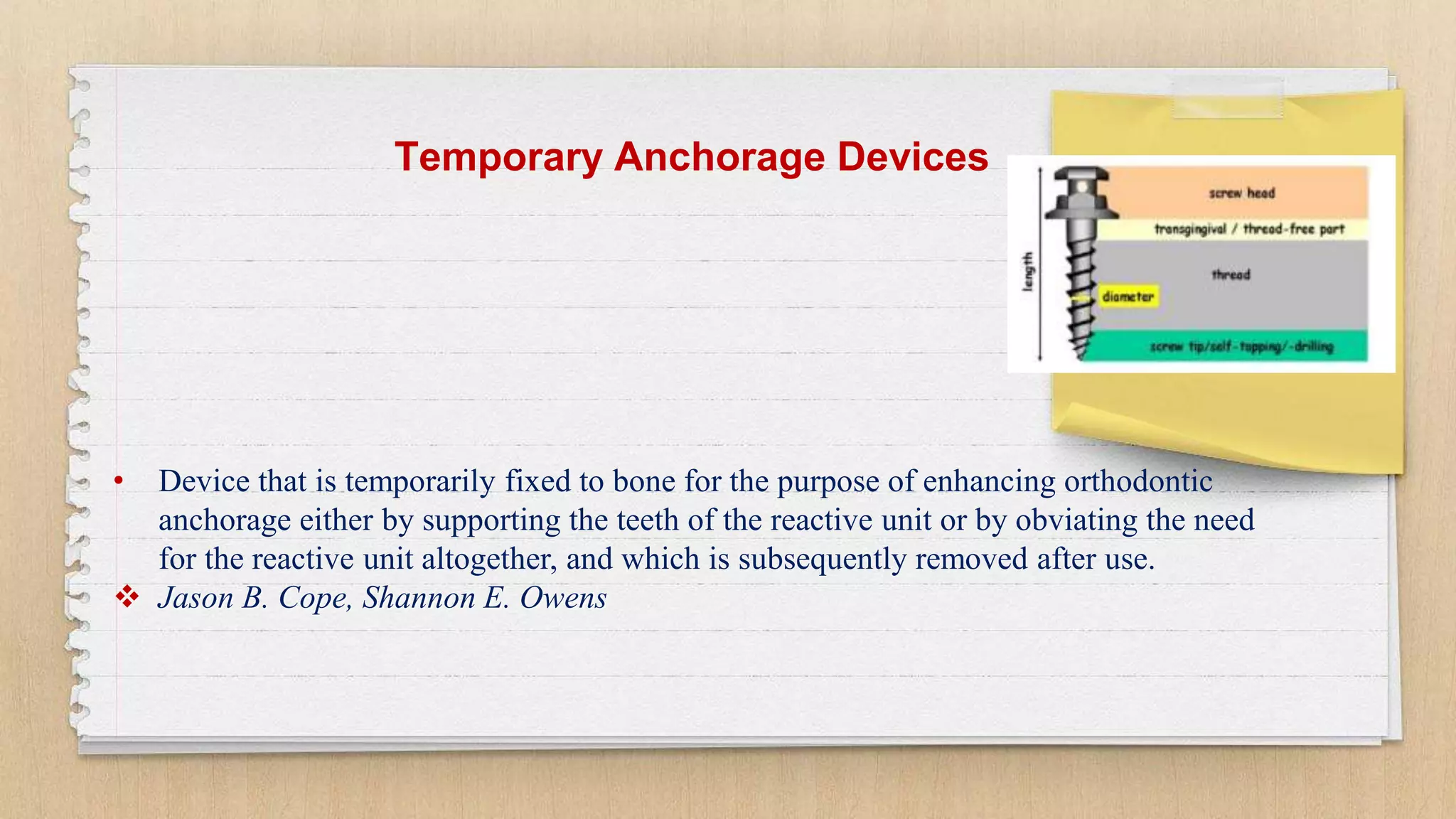 Temporary Anchorage Device (TAD's) | PPTX