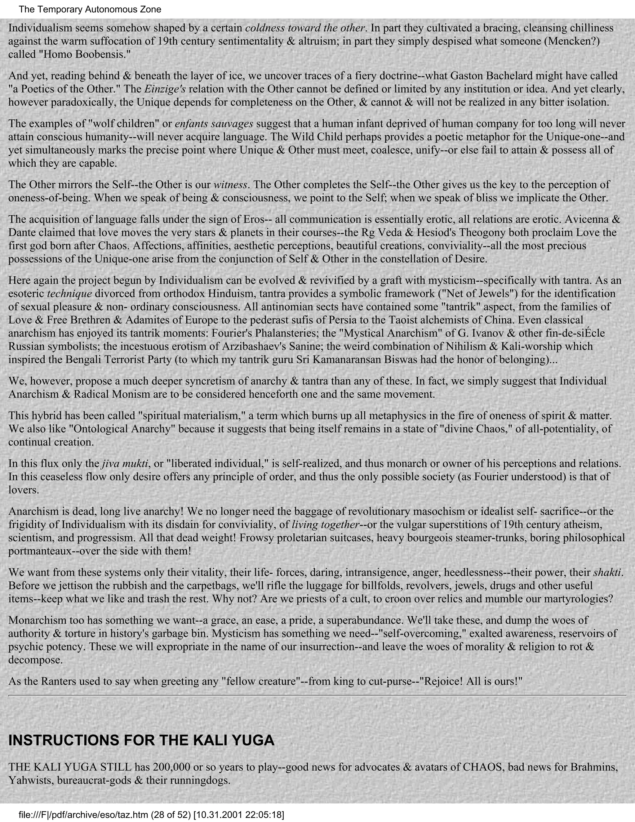 Temporary Autonomous Zone - Hakim Bey | PDF