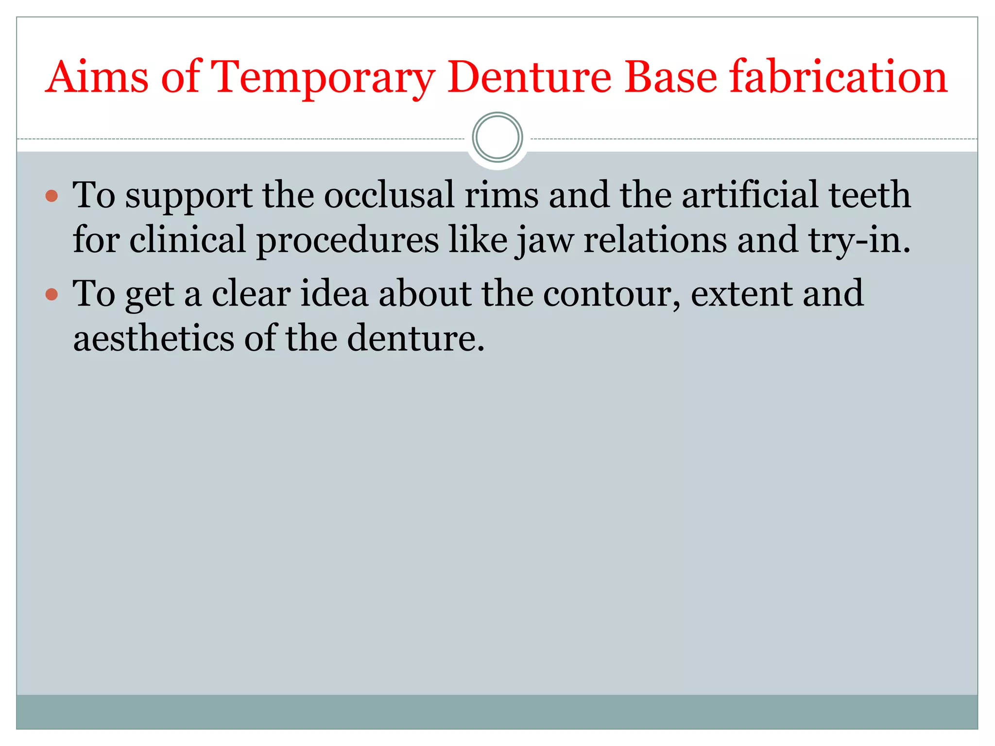 Temporary denture base | PPTX