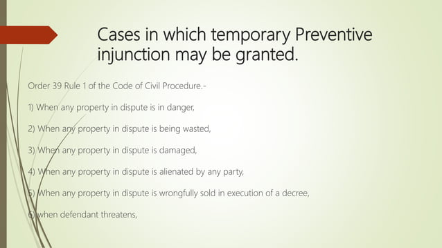 Temporary injunction | PPTX | Law