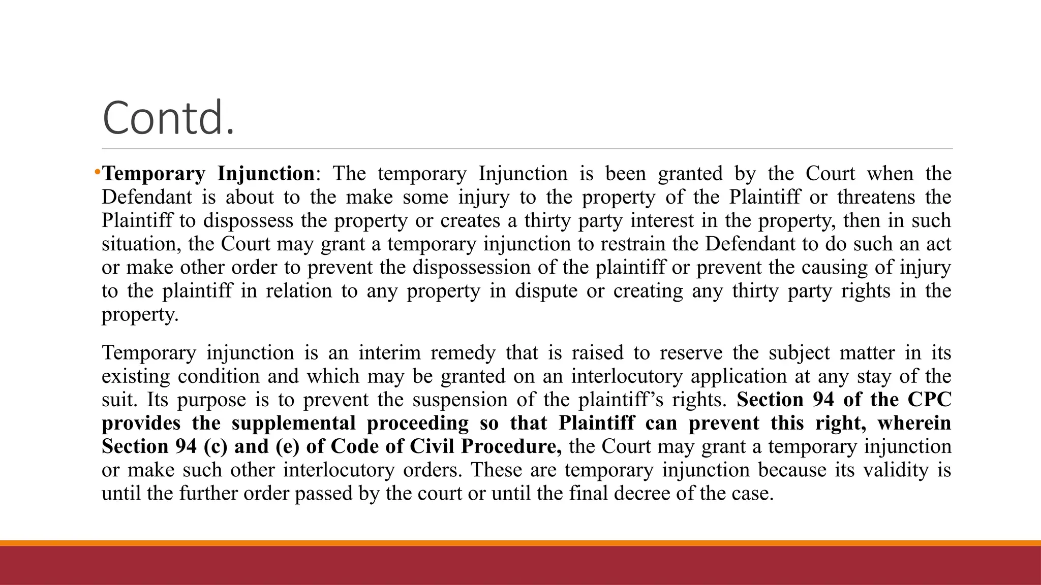 TEMPORARY INJUNCTION under Civil procedure code.pptx