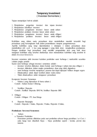 Temporary investment | DOCX