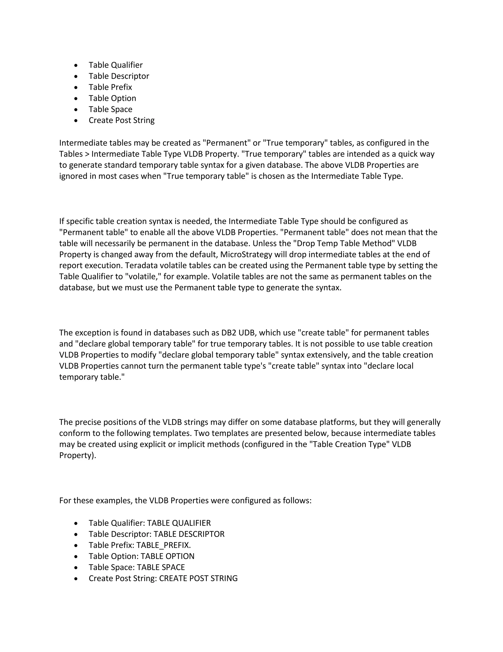 Microstrategy Intermediate Tables | DOCX