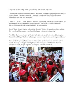 Temporary teachers warn of launching stern protests. | DOCX
