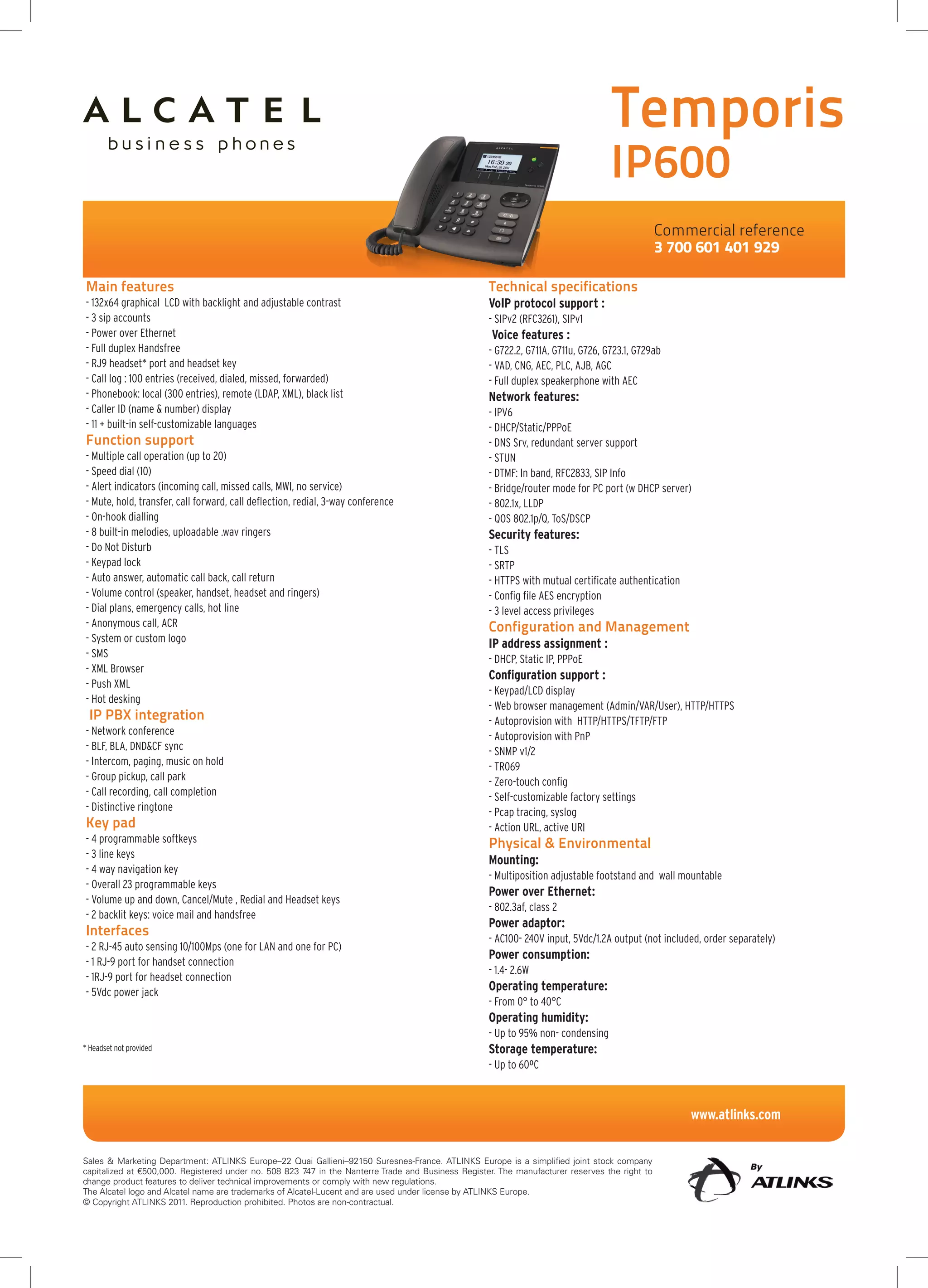 Điên thoại IP TEMPORIS IP600-UK | PDF | Computer Networking | Computing