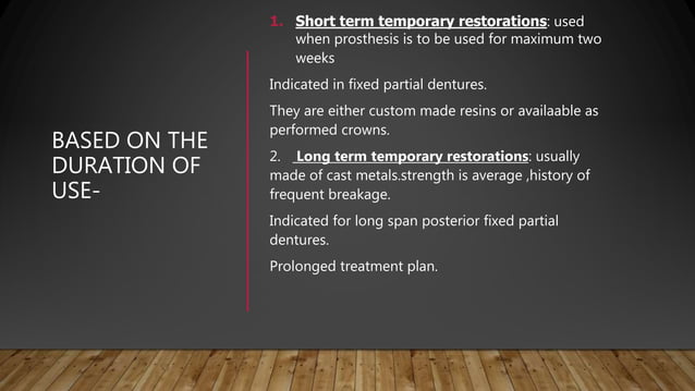 Temporization/provisional restoration | PPTX | Dental Health | Diseases ...