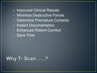 Temporomandibular joint Disorder - T scan | PPTX