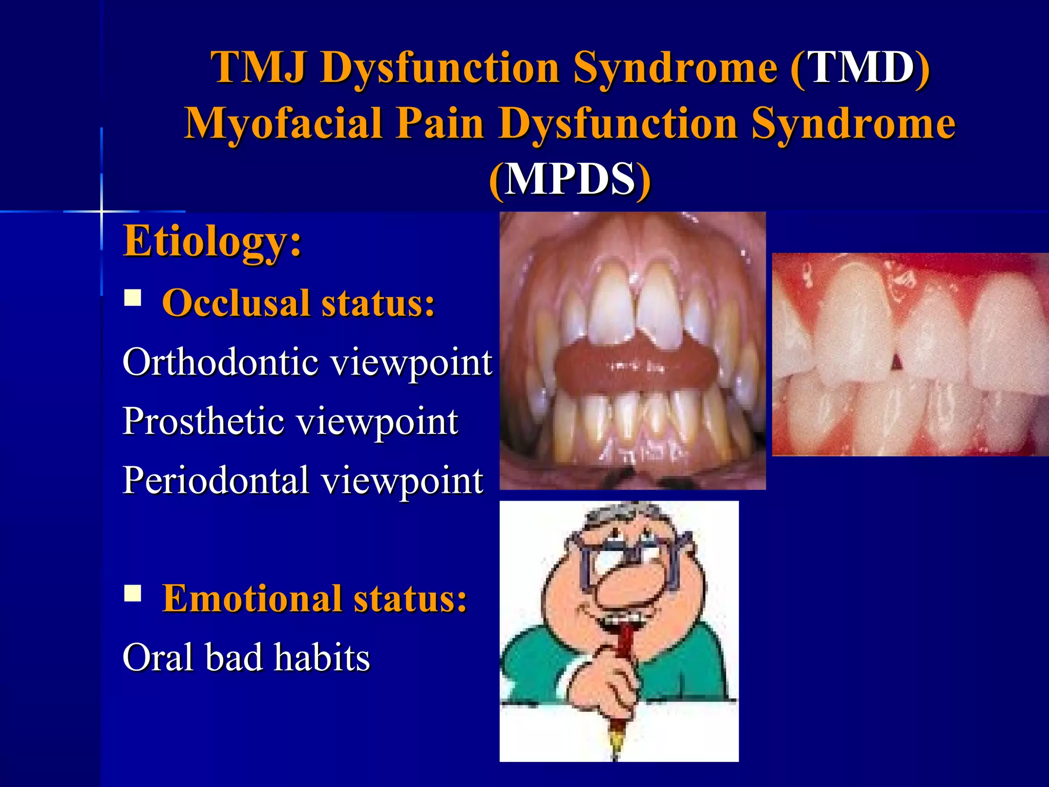 Temporomandibular joint disorder | PPT