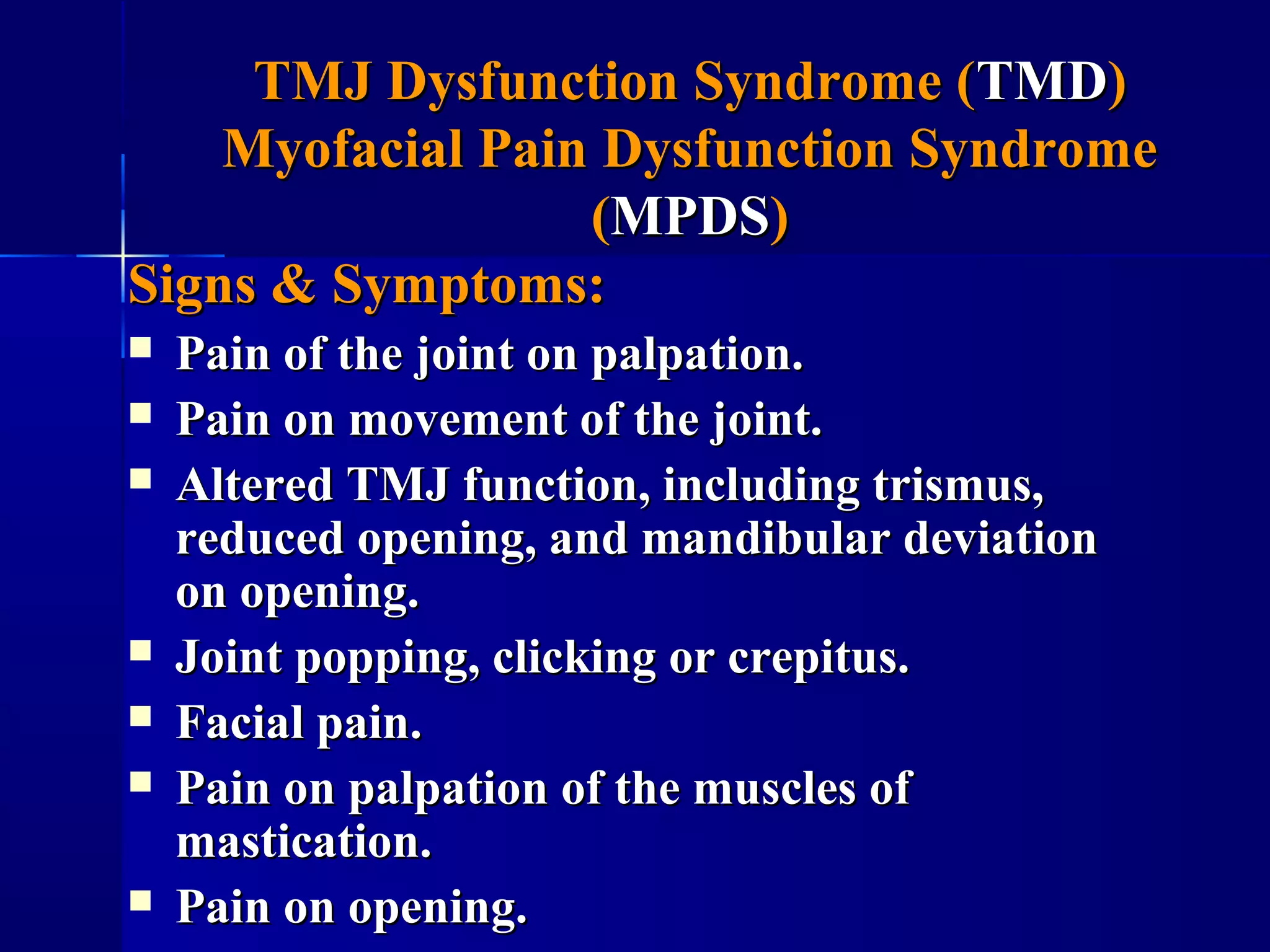 Temporomandibular joint disorder | PPT