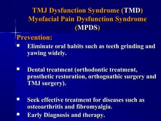 Temporomandibular joint disorder | PPT