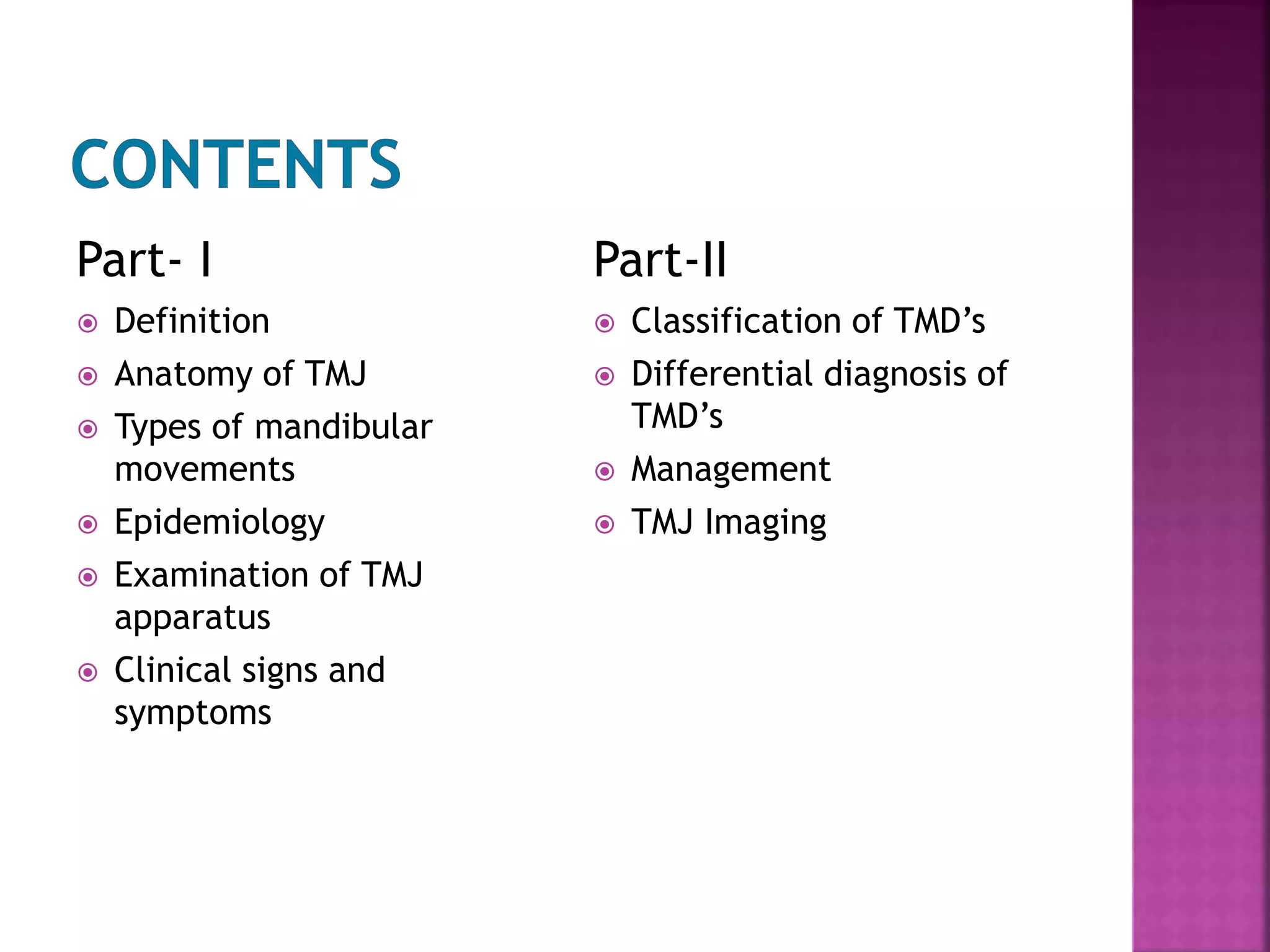 Temporomandibular joint disorders | PPTX