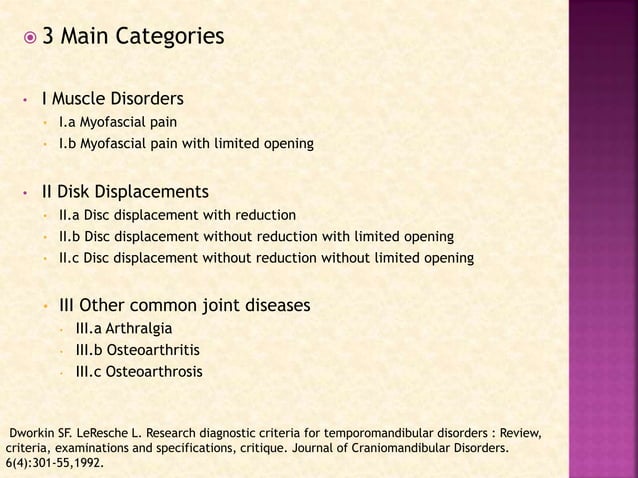 Temporomandibular joint disorders | PPT