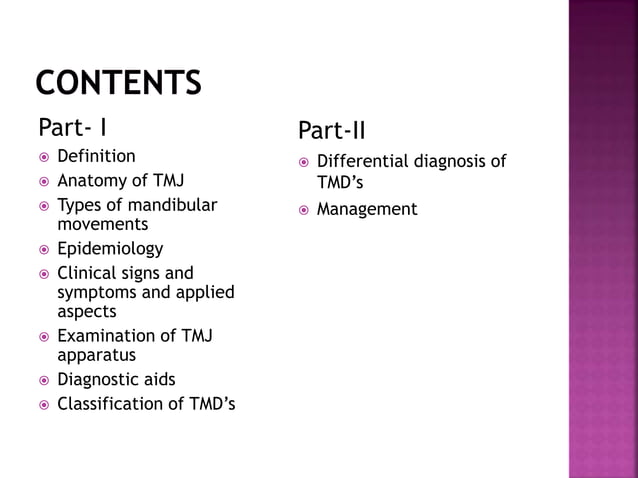 Temporomandibular joint disorders | PPT