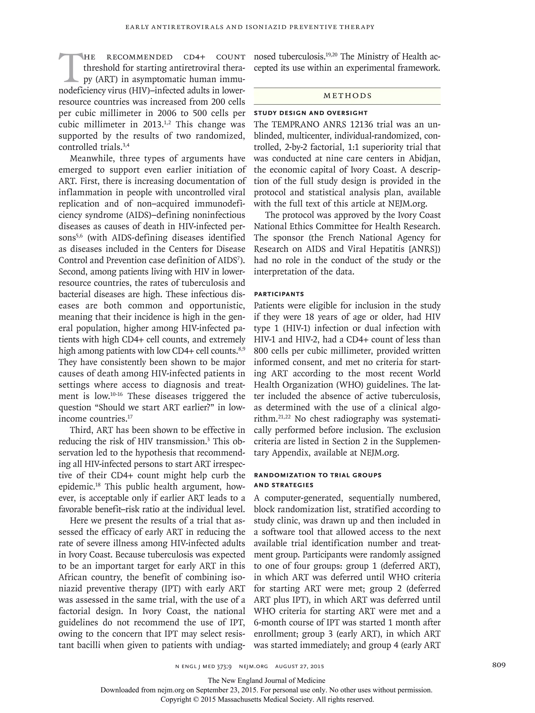 Temprano trial nejm | PDF