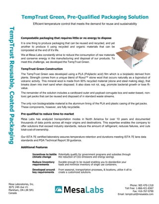 TempTrust Green, Pre-Qualified Packaging Solution | PDF | Logistics | Business