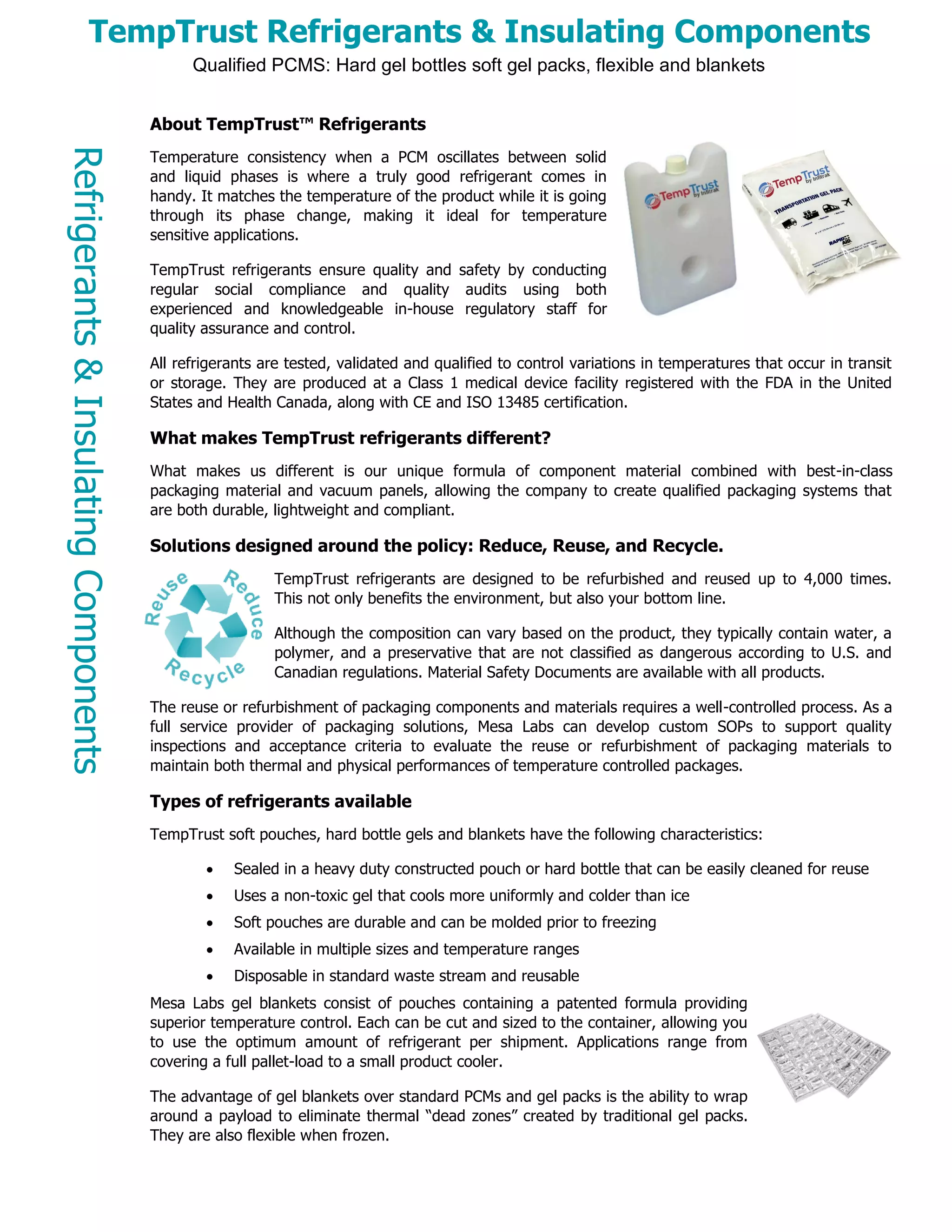 TempTrust Refrigerants & Insulating Components | PDF