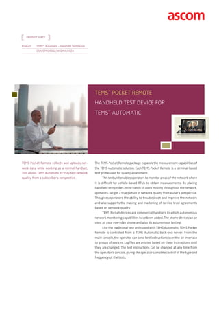 Tems pocket-remote-sheet-ta-8.3 | PDF | Smartphones | Consumer Electronics