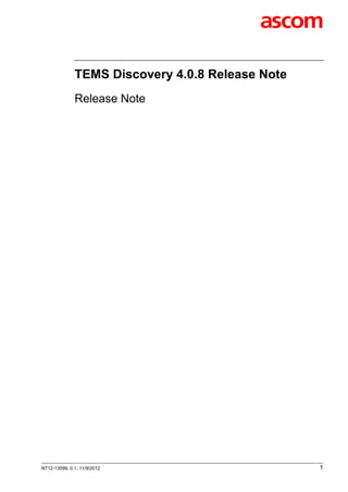 Tems discovery 4.0.8 release note | PDF