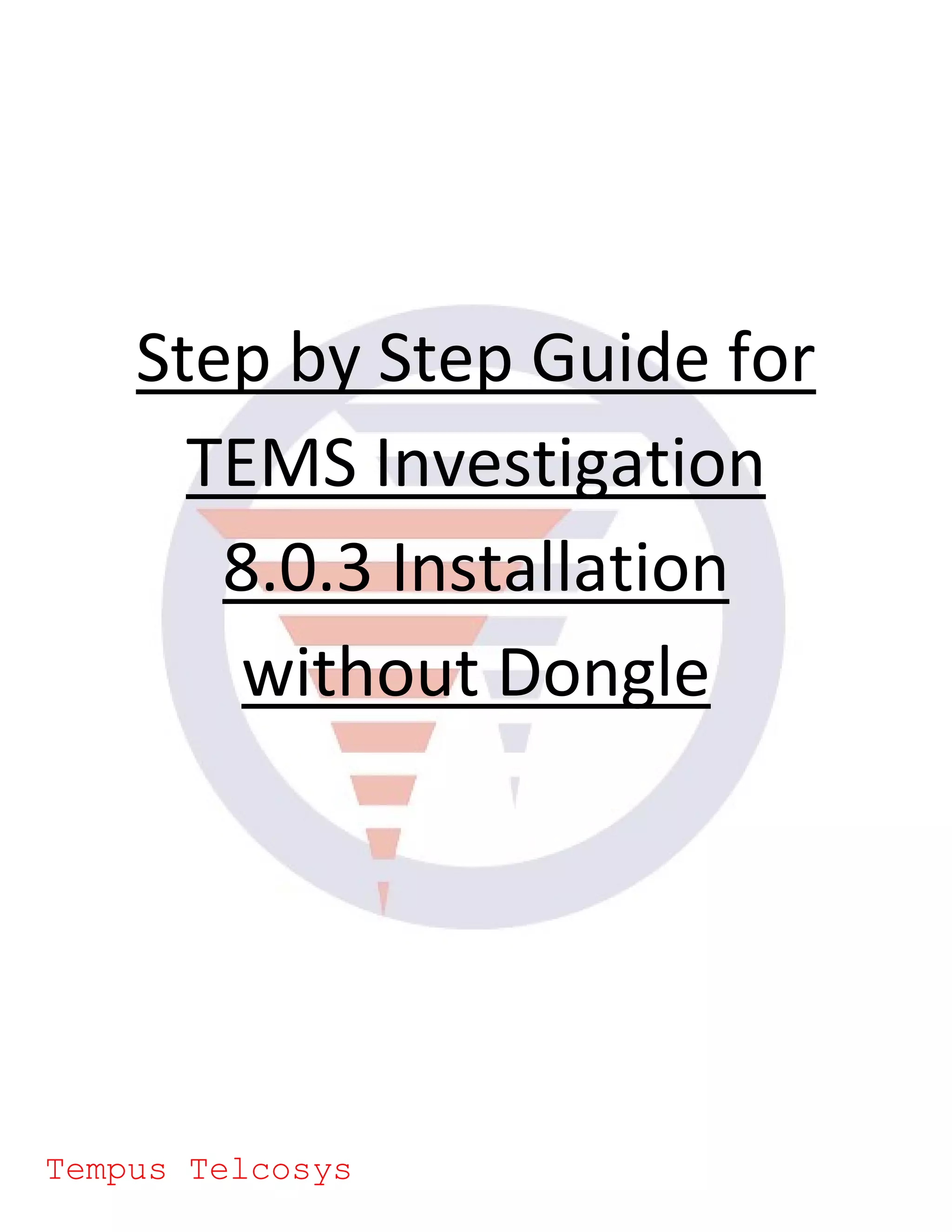 TEMS Intallation 8.0.3 Guide | PDF