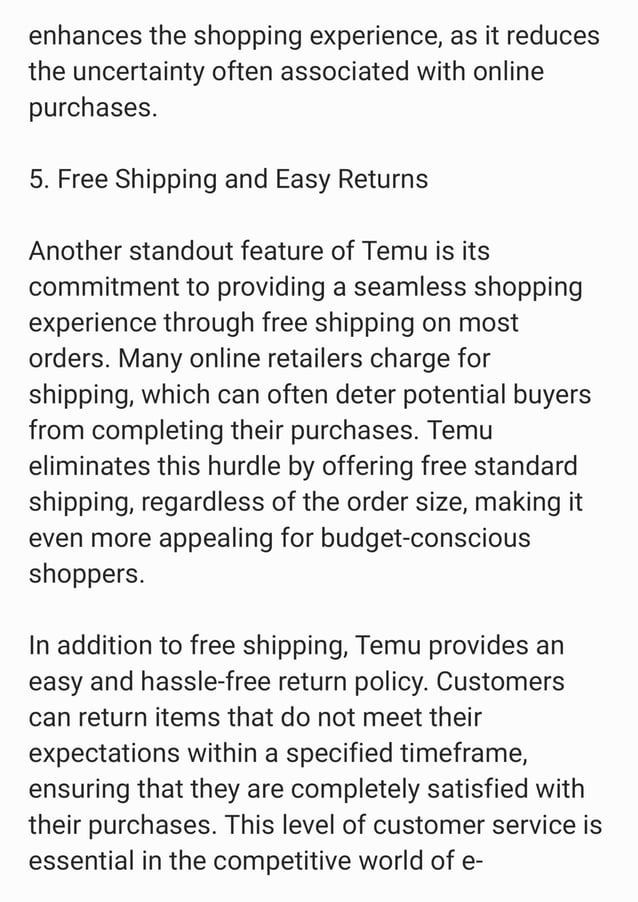 Temu - The online market, effectiveness and quality | PDF