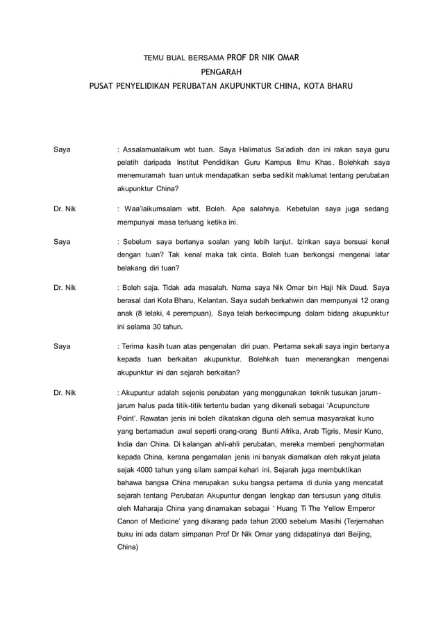 Temu bual akupunktur | PDF