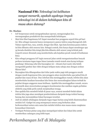 Temuduga Mengenai Internet of Things (IoT) | PDF