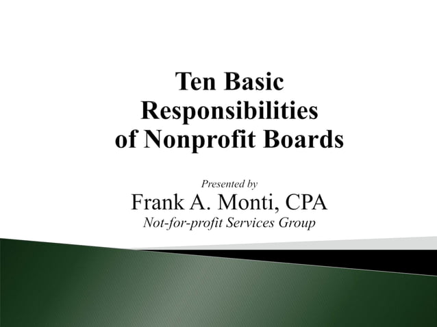 Ten basic-responsibilities-nonprofit-board-webinar-series | PPT