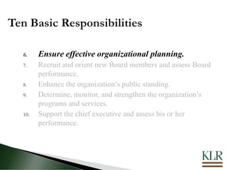 Ten basic-responsibilities-nonprofit-board-webinar-series | PPT