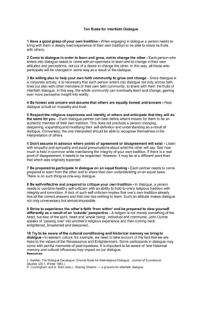 Ten rules-interfaith-dialogue | PDF | Religion & Spirituality